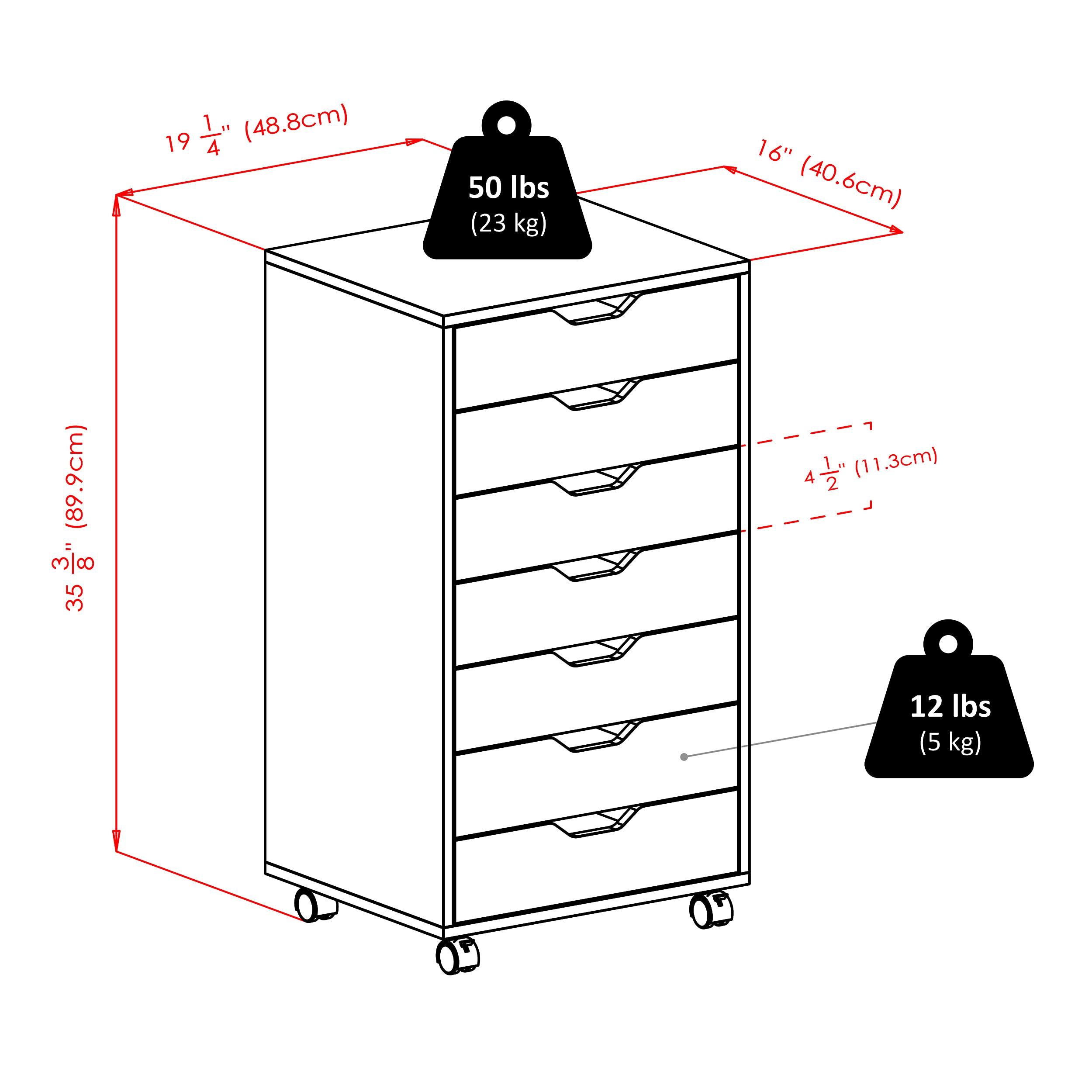 Winsome 7-Drawer Composite Wood Halifax Cabinet, Black, (20792)