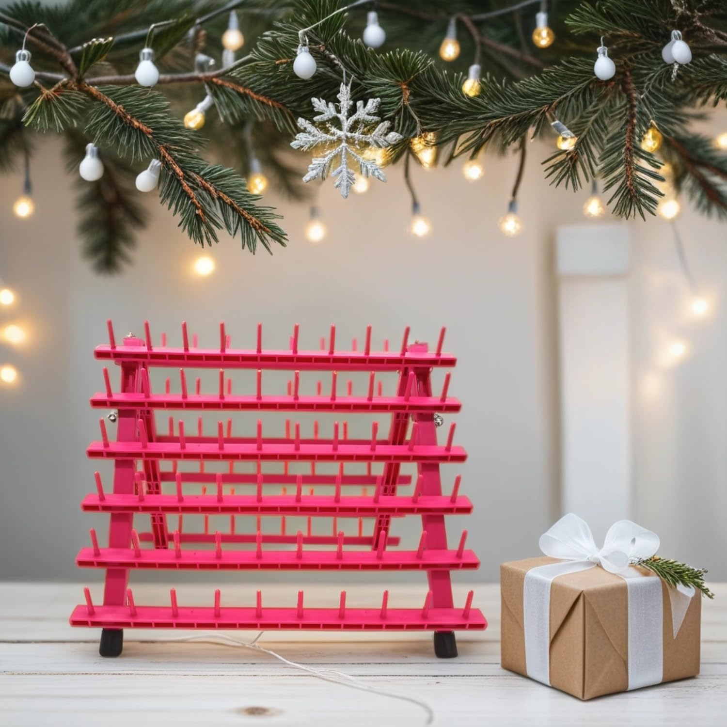 lightmay Braiding Hair Rack - Hair Extension Holder with 120 Pegs Multifunction Braiding Hair Holder Time Saving Extension Holder (120 Pegs, rose red)