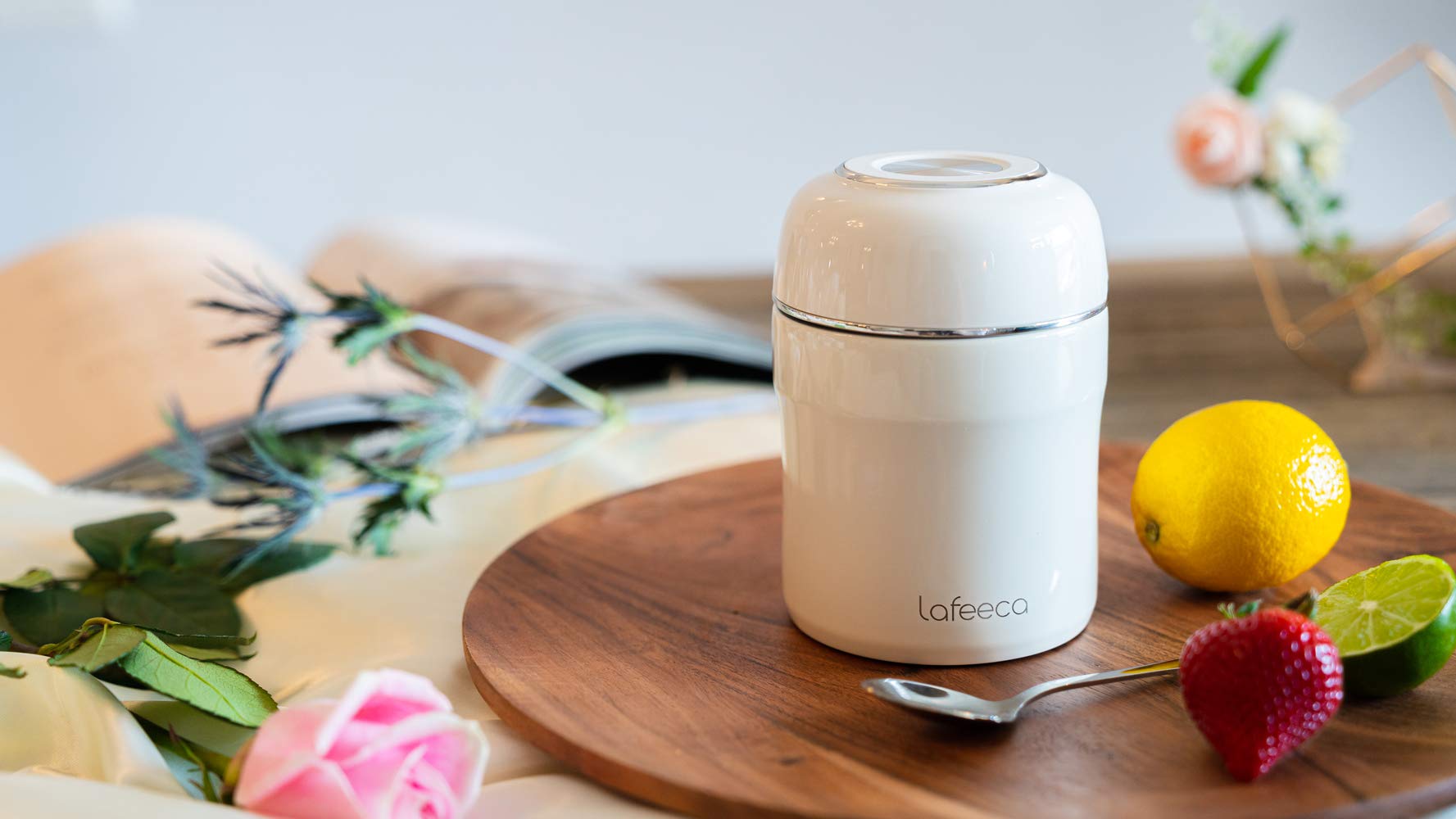 Lafeeca Thermos Food Jar Vacuum Insulated Lunch Box Leak Proof Storage Container 17 oz - White