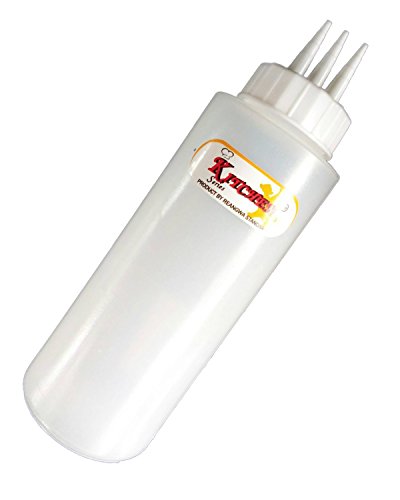 Kitchen Bottle Condiment Set 3 Hole Dispenser Lid Plastic Squeeze for Sauce Mustard Ketchup 12 oz. / 340 ML.