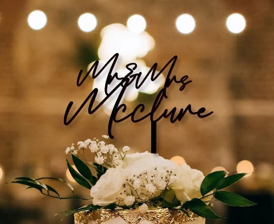 Mr and Mrs Cake Topper for wedding -cake topper with last name- wedding topper -handwritten wedding topper, metallic personalized topper