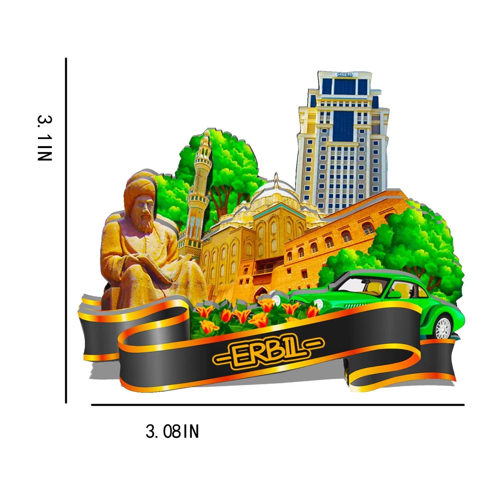 Iraq Erbil Magnet Fridge Magnet Wooden 3D Landmarks Travel Collectible Souvenirs Decoration Handmade -649