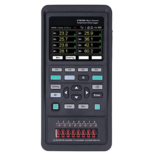 Multi Channel Temperature Tester, High Accuracy Temperature Data Acquisition Recorder LCD Display Temperature Data Logger 100V‑240V(US)