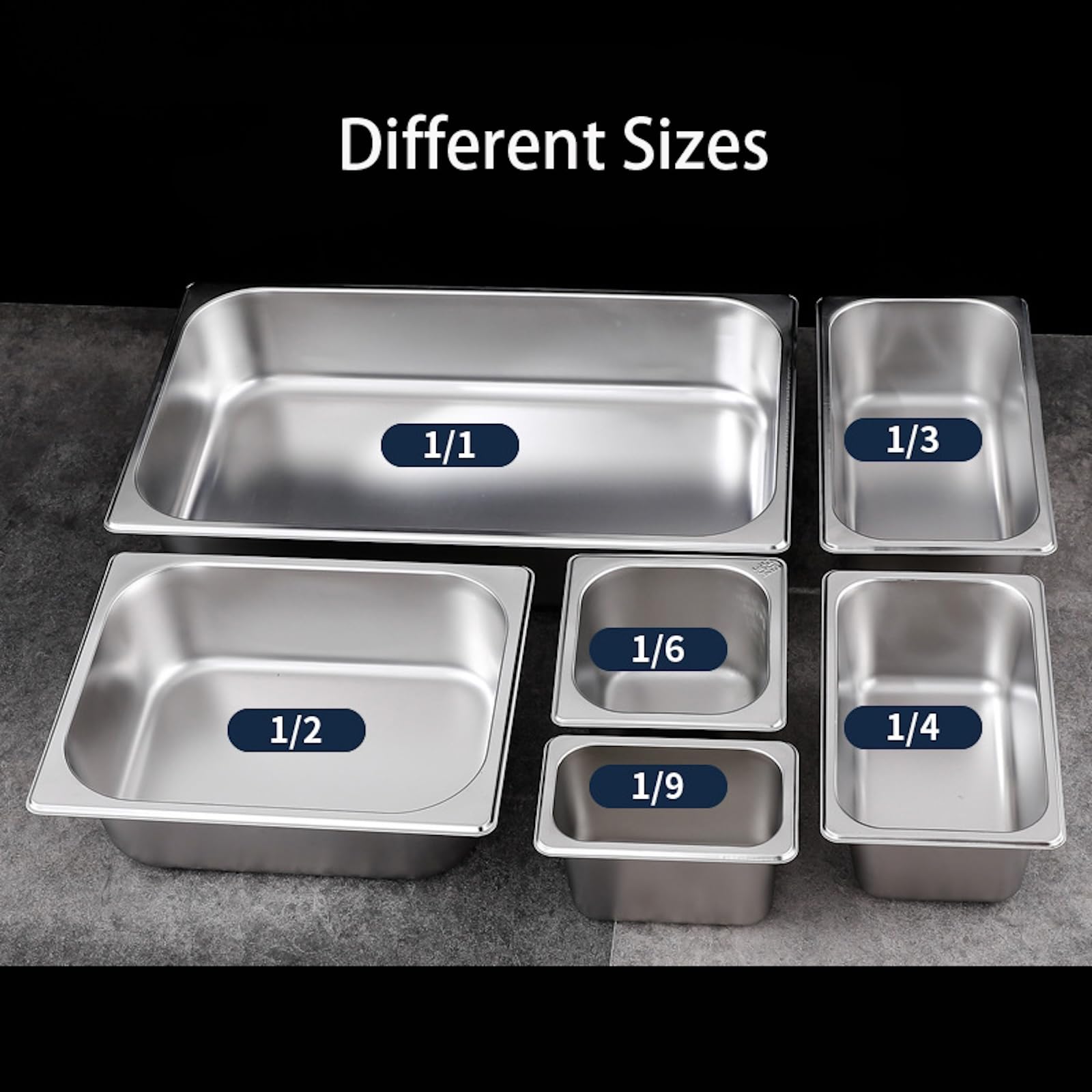 QWAQi 5 Pack Stainless Steel Hotel Pans,1/6 Size,6"" Deep Steam Table Pan,Commercial Food Storage Containers Stackable Metal Steamer Pan for Hotel Restaurant Buffet Party (1/6 Size x 6" Deep)