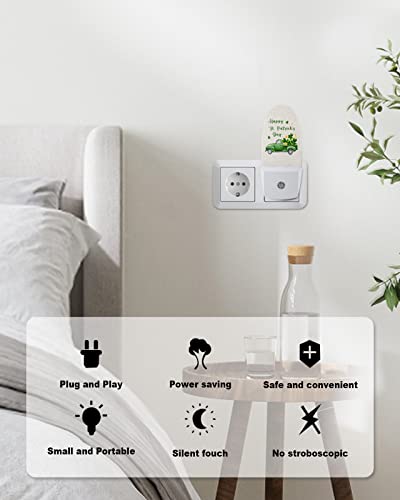 RisQiten St. Patrick's Day Night Light, LED Plug in Night Light, Green Truck and Lucky Clover Gold Night Lights with Dusk to Dawn Sensor Decorative Kids/Adults Nightlight for Bedroom Bathroom