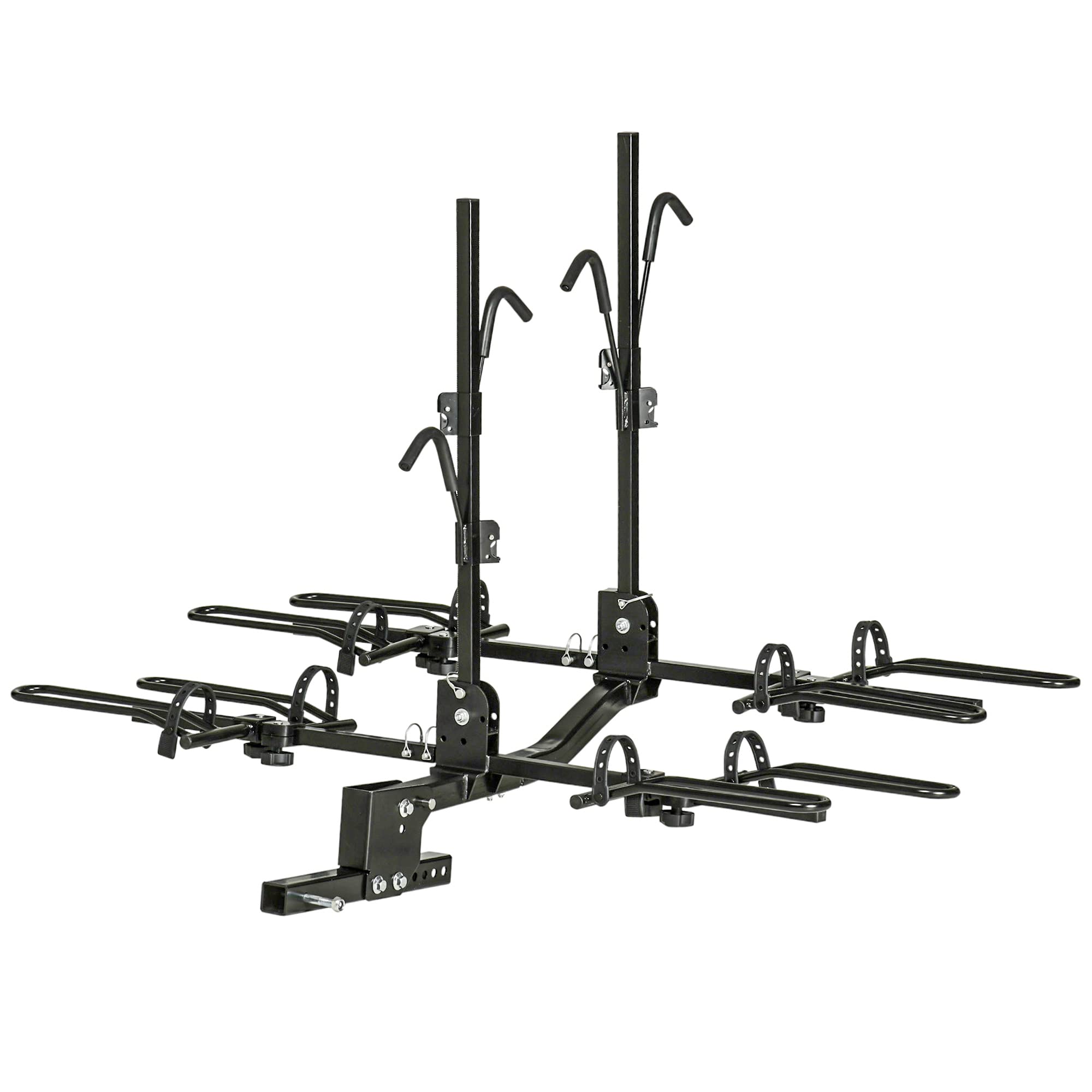 HOMCOM 4 Bike Rack Hitch Mount for Car, Truck, SUV, Minivan, Foldable Bicycle Carrier for 2" Hitch Receiver with Easy Trunk Access, 155 lb. Weight Capacity