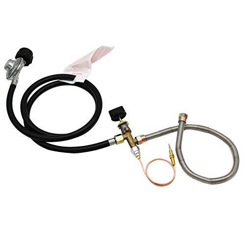 MENSI Propane Gas Fire Pit Safety Valve Control System Kit Hose Assembly Replacement Parts Max 90,000 BTU (Safety Valve Assembly Kit)