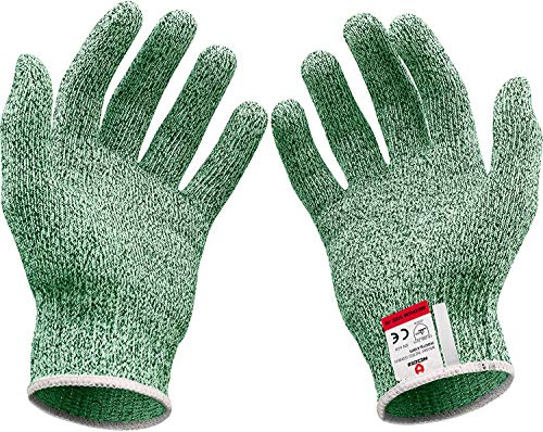 NoCry Cut Resistant Gloves — 100% Food Grade; Level 5 Protection; Ambidextrous; Machine Washable; Superior Comfort and Dexterity; Lightweight; Complimentary eBook