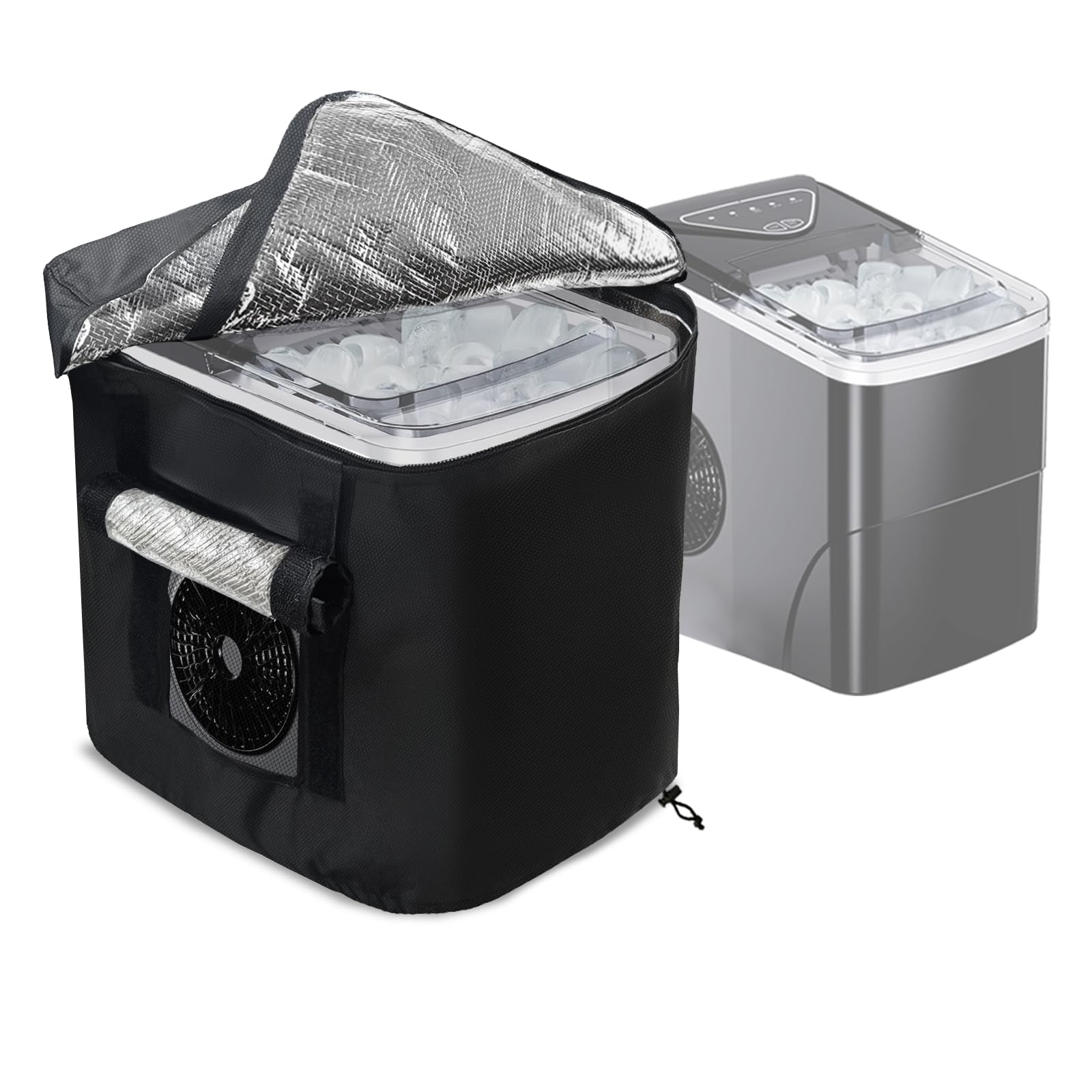 Okcool Ice Maker Insulation Cover,Countertop Ice Maker Cover with Cold Snap Foil Layer, Cold Insulation and Thermal Insulation(13" L x 9" W x 13" H)