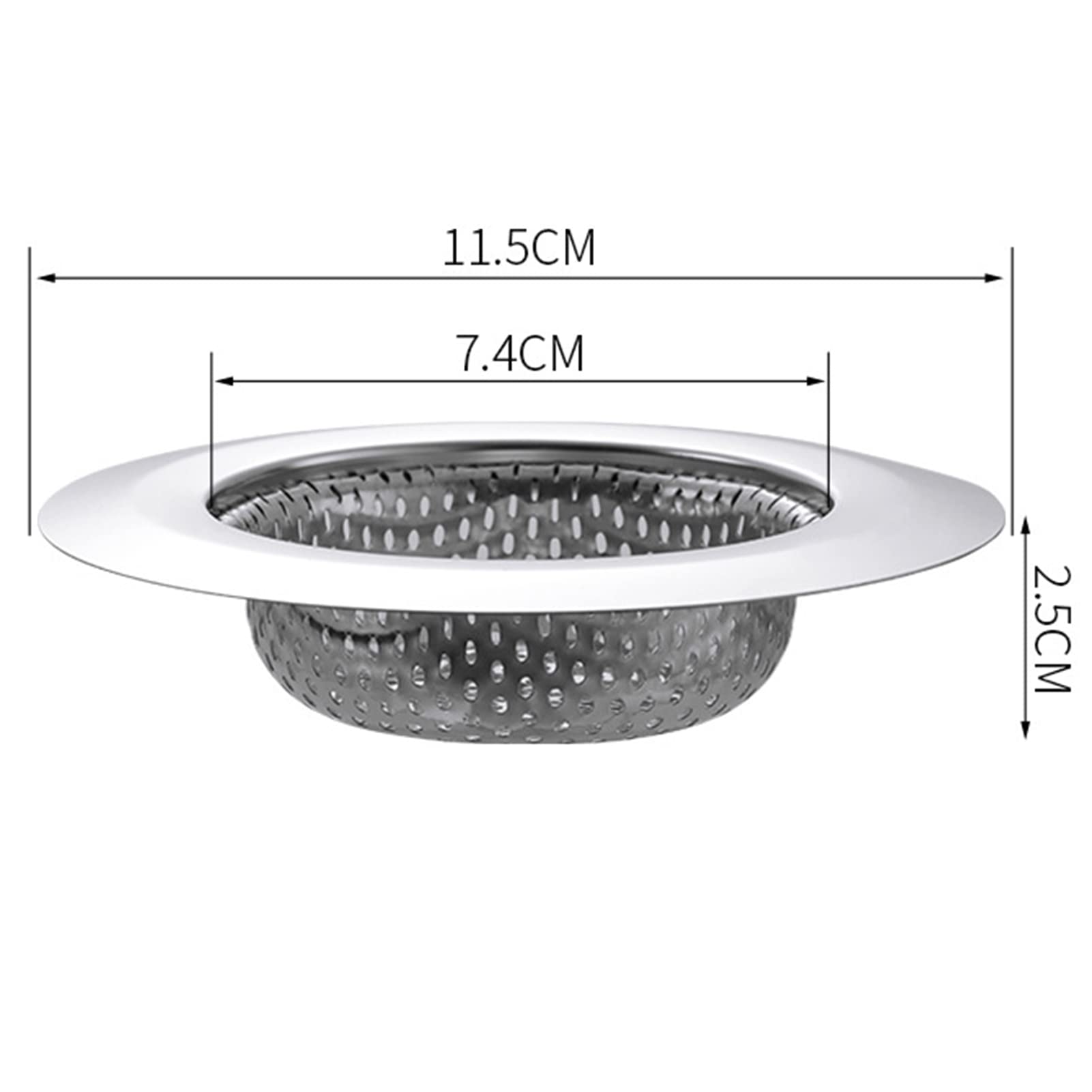 NEREIDS NET Stainless Steel Kitchen Sink Strainer, Bathtub Hair Catcher Anti-Blocking Universal Stainless Steel Toilet Shower Basin Drain Filter for Kitchen Silver