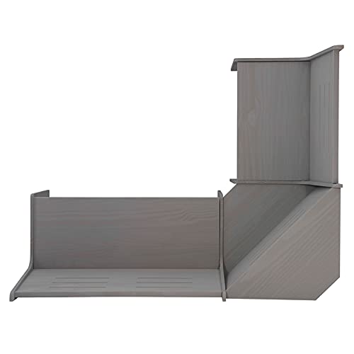 Riverbay Furniture Pine Wood Indoor 3 Piece Kitchen Corner Table Booth Bench Breakfast Dining Nook Set Dining Nook Set in Gray