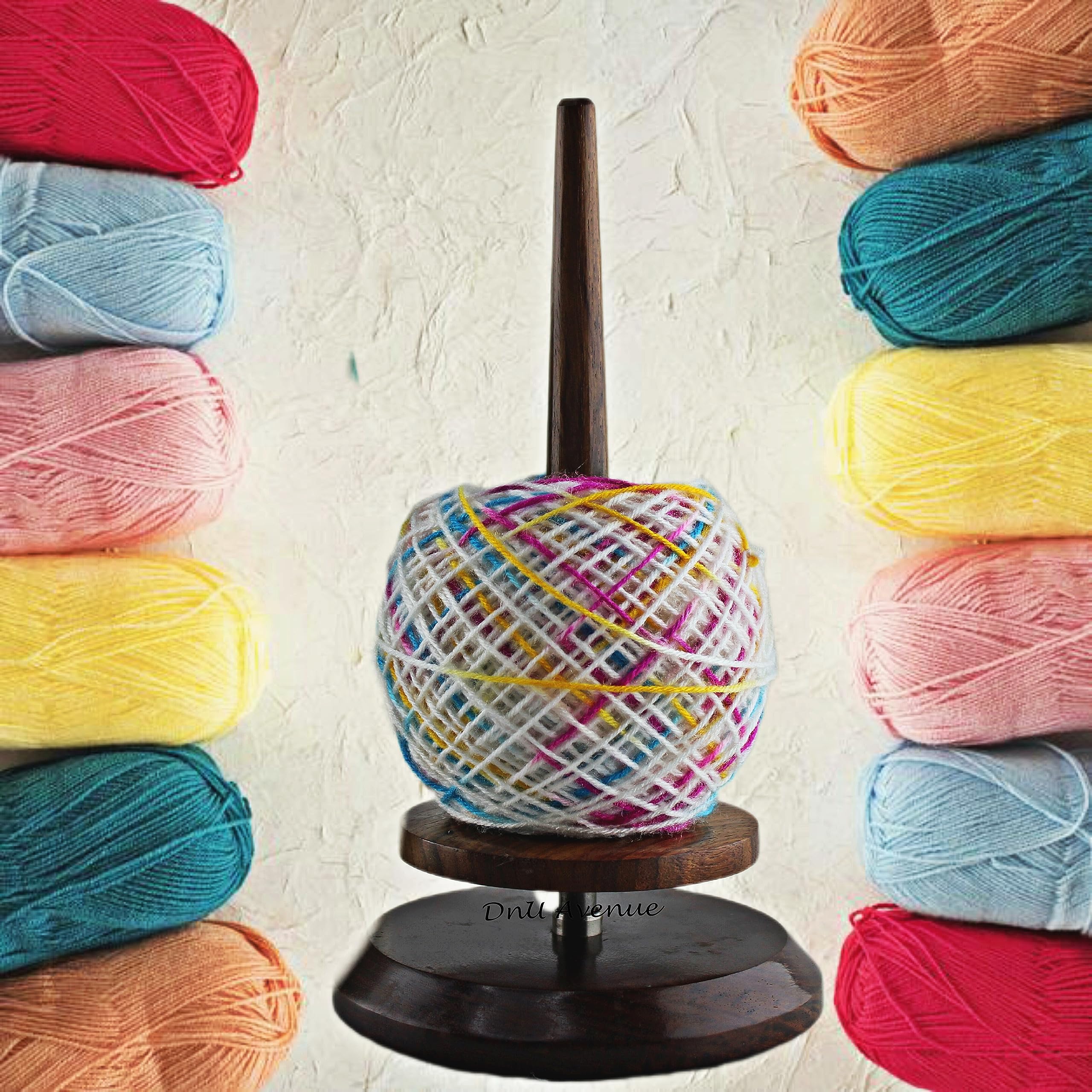 Yarn Holder Stand Spindal Storage for Skeins of Yarn Wool Chrochet Dispenser Tool Revolving Yarn Holder Winder Storage Swift Yarn Spindle (Sheesham)