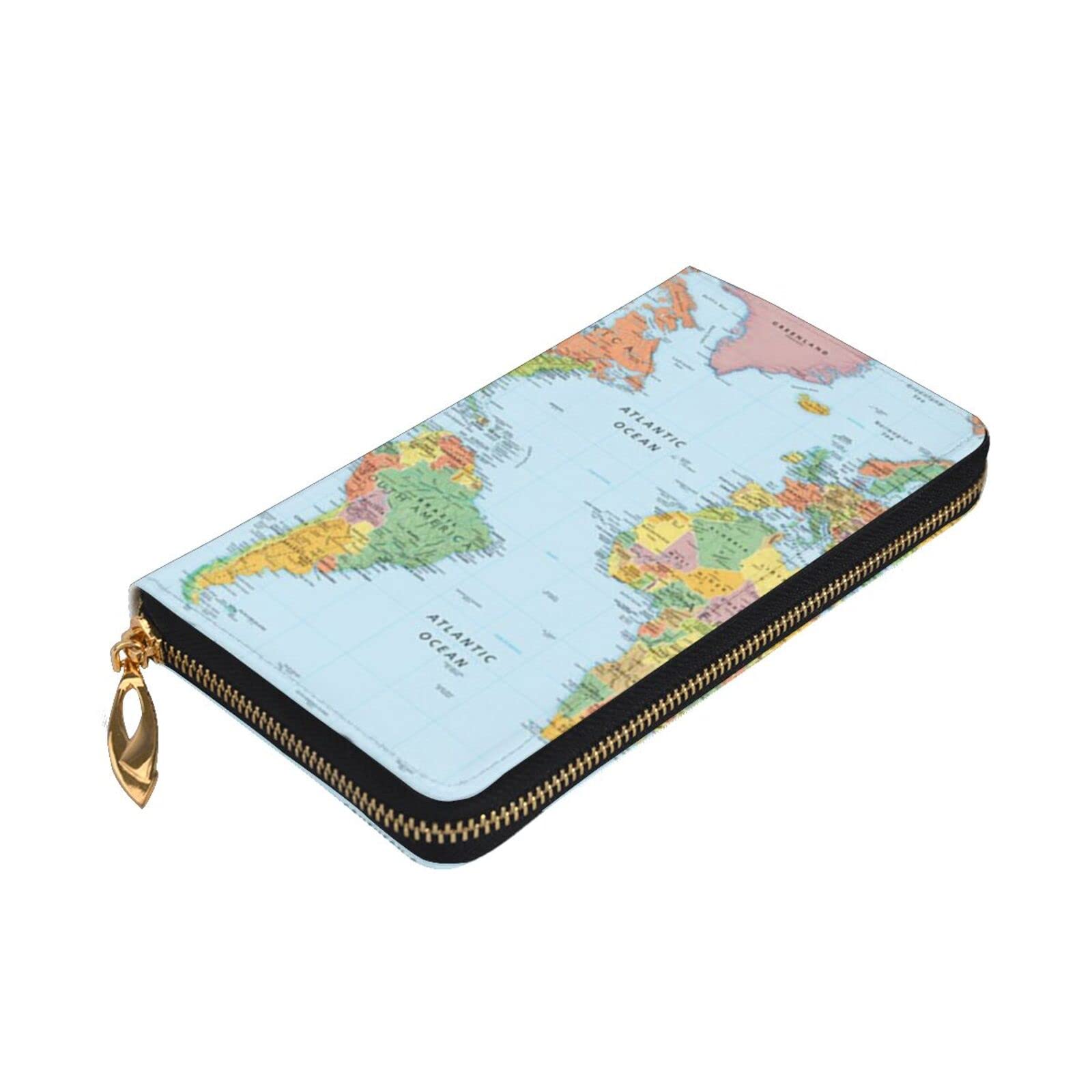 Long Handbag World Map Fashion Purse Clutch Credit Card Holder Organizer Ladies Leather Wallet
