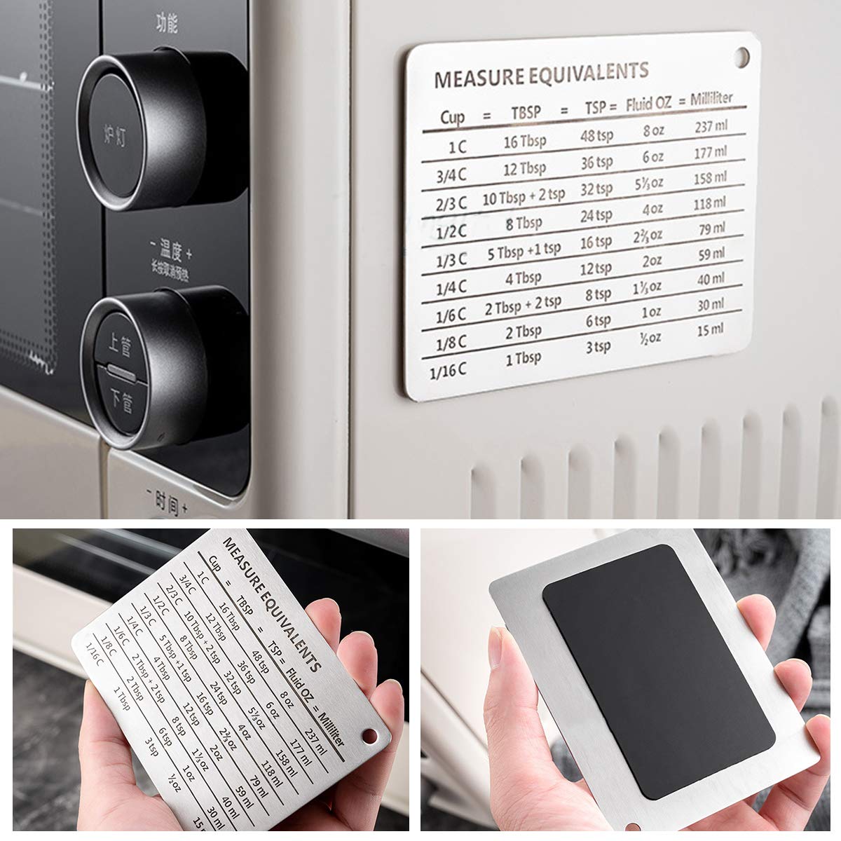 Magnetic Kitchen Conversion Chart Endurance Stainless Steel Refrigerator Magnet Magnetic Kitchen Measurement Conversion Chart for Cups Tablespoons Teaspoons Fluid Oz Milliliters