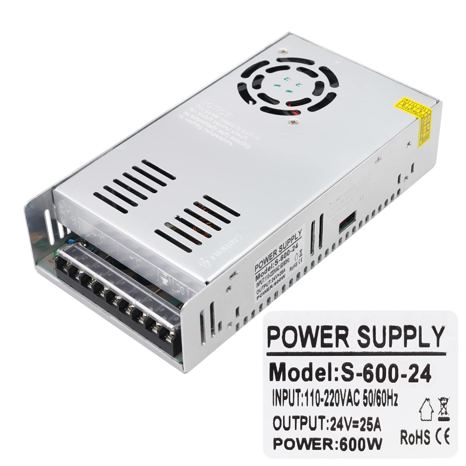 NAOEDEAH 24v 600W Dc Power Supply 24v Ac Adapter Switching Ac/Dc 600w Power Supply Ac to Dc Converter Universal 120 to 24 Volt 600w Power Supply for CCTV Camera Power Driver