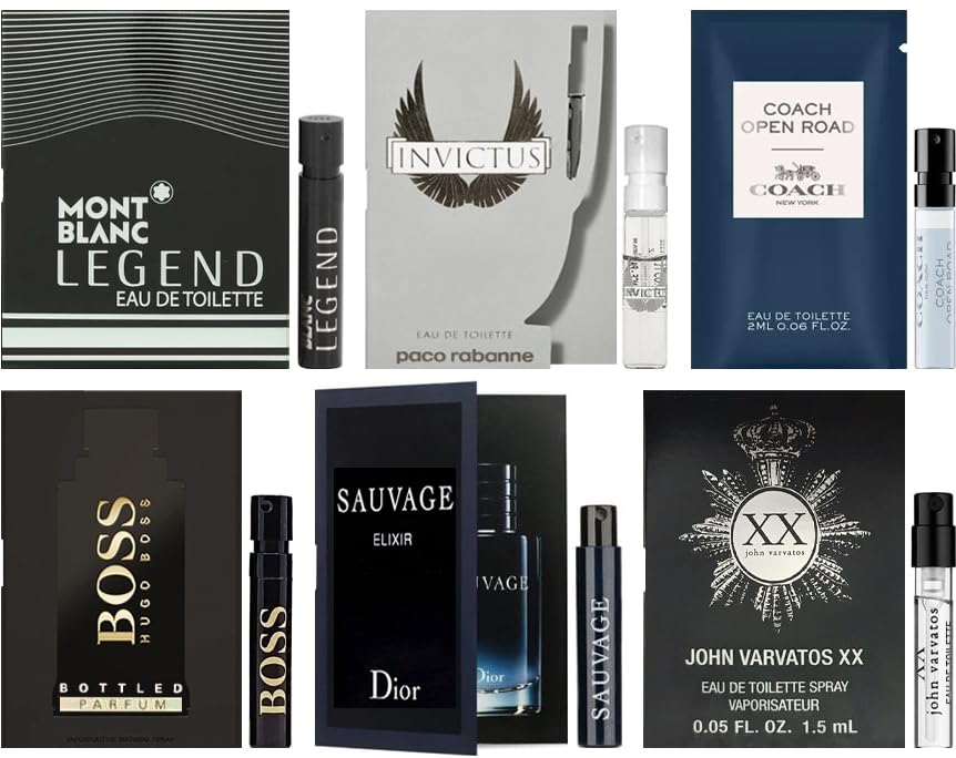 Men's Designer Fragrance Sampler (6 count) - Lot of Cologne Samples