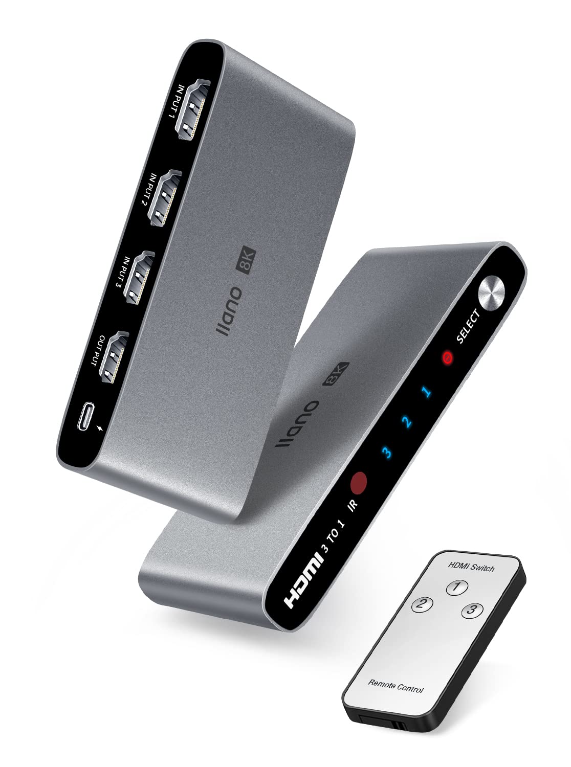 llano HDMI 2.1 Switch, 3 in 1 Out HDMI Switch Splitter with IR Remote, Supports VRR, CEC, HDR, Dolby Atmos, ARC, HDCP 2.3, 4k@120hz HDMI Switcher Selector for Xbox PS4 PS5 Roku Apple TV Projector