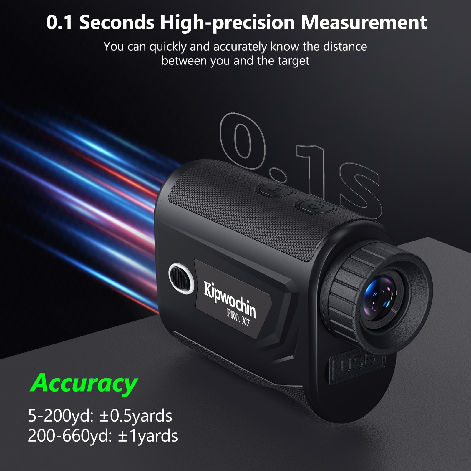 Kipwochin Golf Rangefinder with Slope, Type-C 880 Yards Range Finder, Flag Lock with Vibration,0.1S Measurement,6X Magnification,USB Rechargeable Laser Rangefinder for Golf & Hunting