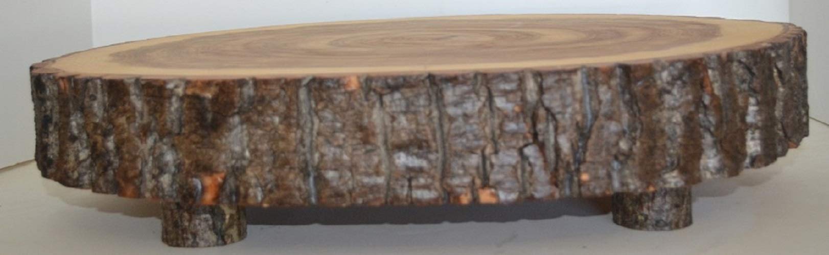 Log Slice Slab for Cake Stand, Cutting Board, Food Serving or Center Piece With Bark