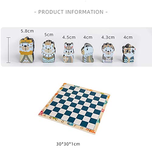 Kids Wooden Medieval Chess Set Cartoon Stereoscopic Checkers with Chessboard Board Game Chess Figure Sets Puzzle Game