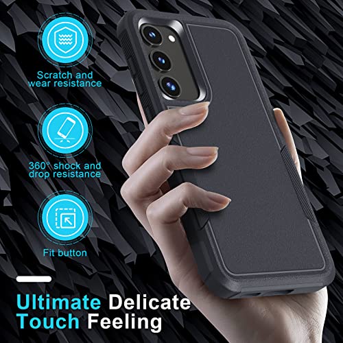 RMOCR for Samsung Galaxy S23+ Plus Case with 2 Pcs Tempered Glass Screen Protector and 2 Pcs Camera Lens Protector,Shockproof Protective Phone Cover for Galaxy S23 Plus 6.6inch,Black Matte