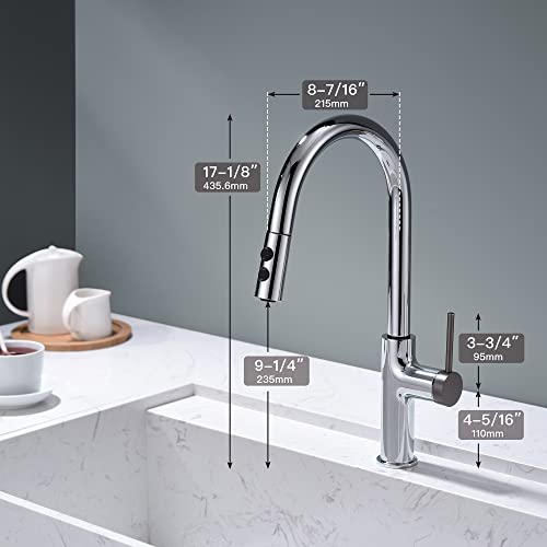 LQS Kitchen Faucet with Pull Down Sprayer, Sink Faucet, Single Handle Kitchen Faucet, High Arc Kitchen Sink Faucets, Faucet for Kitchen Sink, Chrome