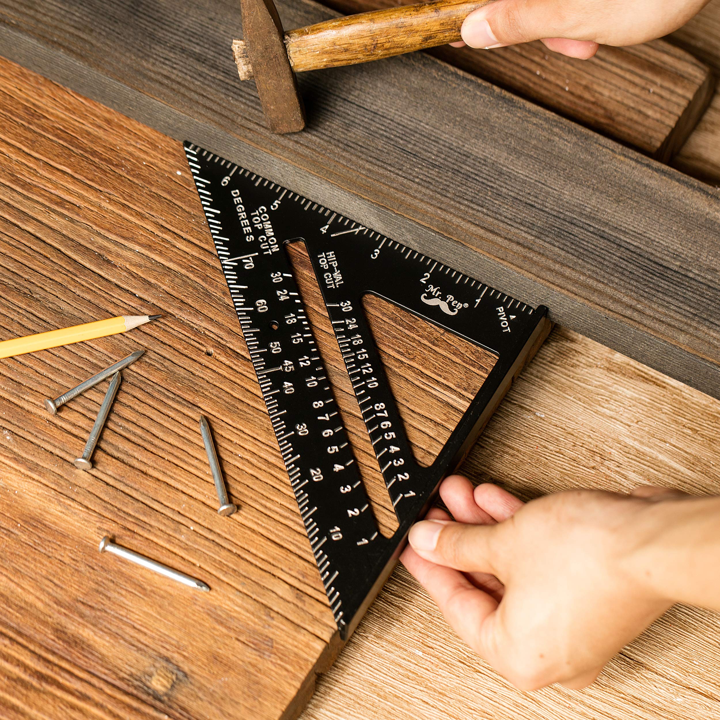 Mr. Pen- Rafter Square, Metal Square, 7 Inch, Carpenters Square, Square Tool, Metal Square Ruler, Carpentry Squares, Woodworking Square, Square Angle Tool, Aluminum Rafter Square, Carpenter Square
