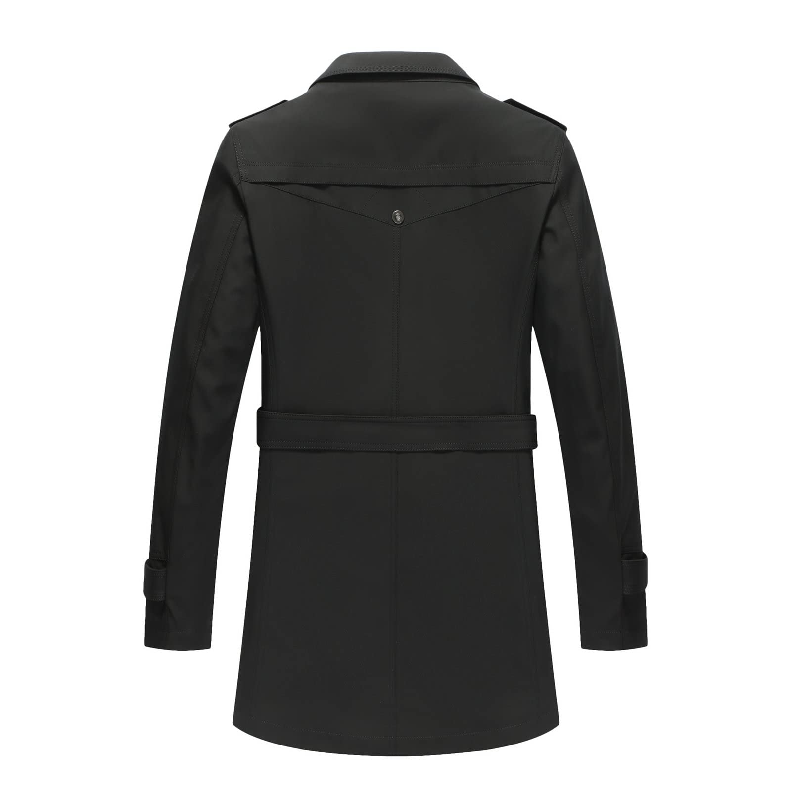 Maiyifu-GJ Men's Casual Double Breasted Trench Coat Casual Slim Windbreaker Jacket Winter Stylish Long Overcoat with Belt (Black,7X-Large)