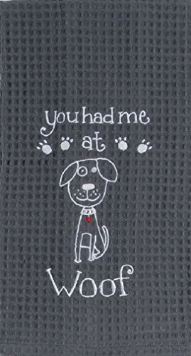Kay Dee Dog Lover Embroidered Waffle Towel Set - Cotton - One Each You Had Me at Woof & Dog Love