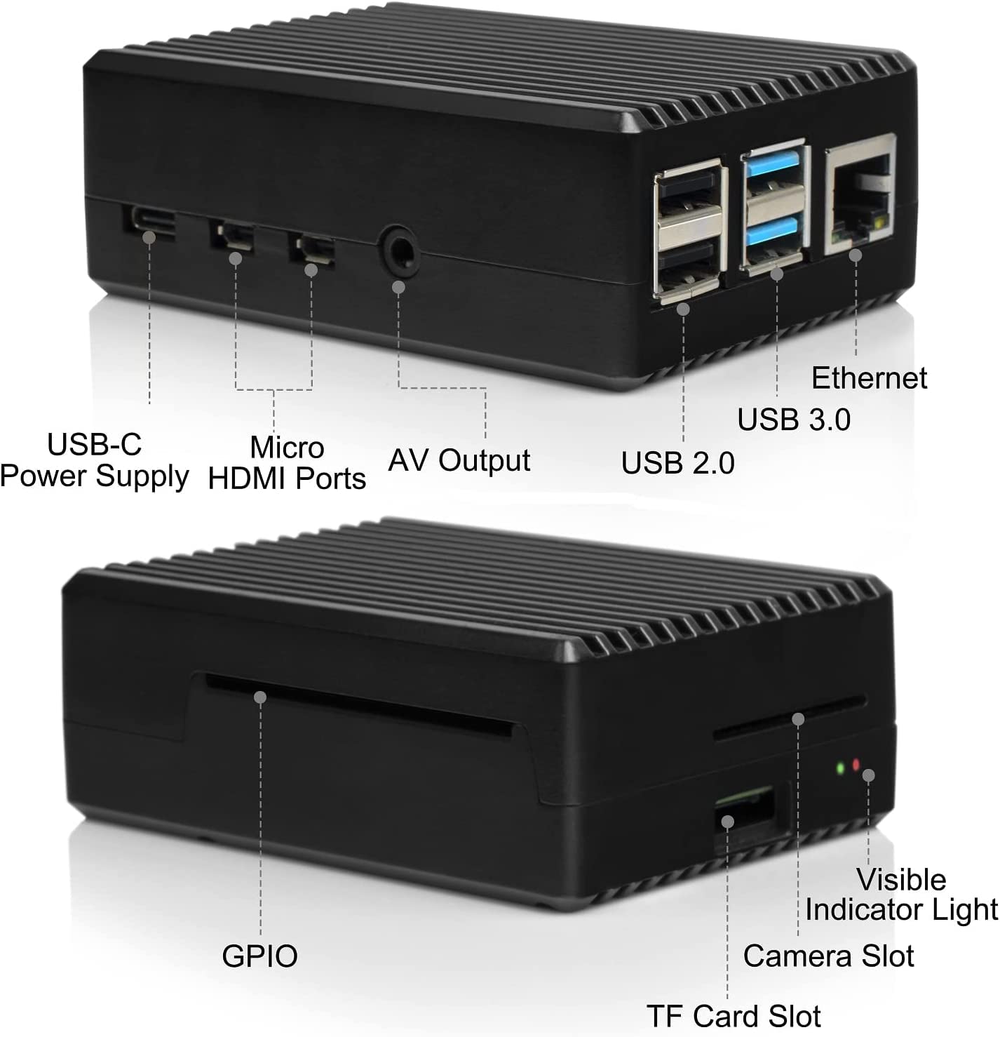 Miuzei Raspberry Pi 4 Case Aluminum, Raspberry Pi 4 Model B Case Passive Cooling with Heatsink for Raspberry Pi 4B 8GB/4GB/2GB -(Pi 4 Board Not Included)