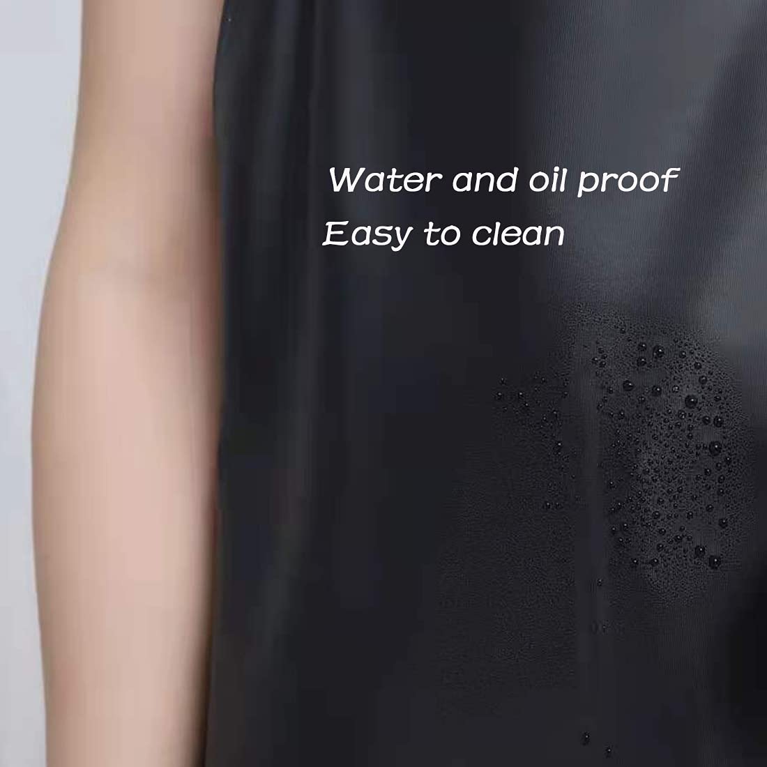 Lchkrep Waterproof Rubber Vinyl Apron Adjustable -43"x29" - Stay Dry - Ultra Lightweight Industrial Long Aprons for Dishwashing Work Butcher Cleaning Fish (BLACK-1 PACK)