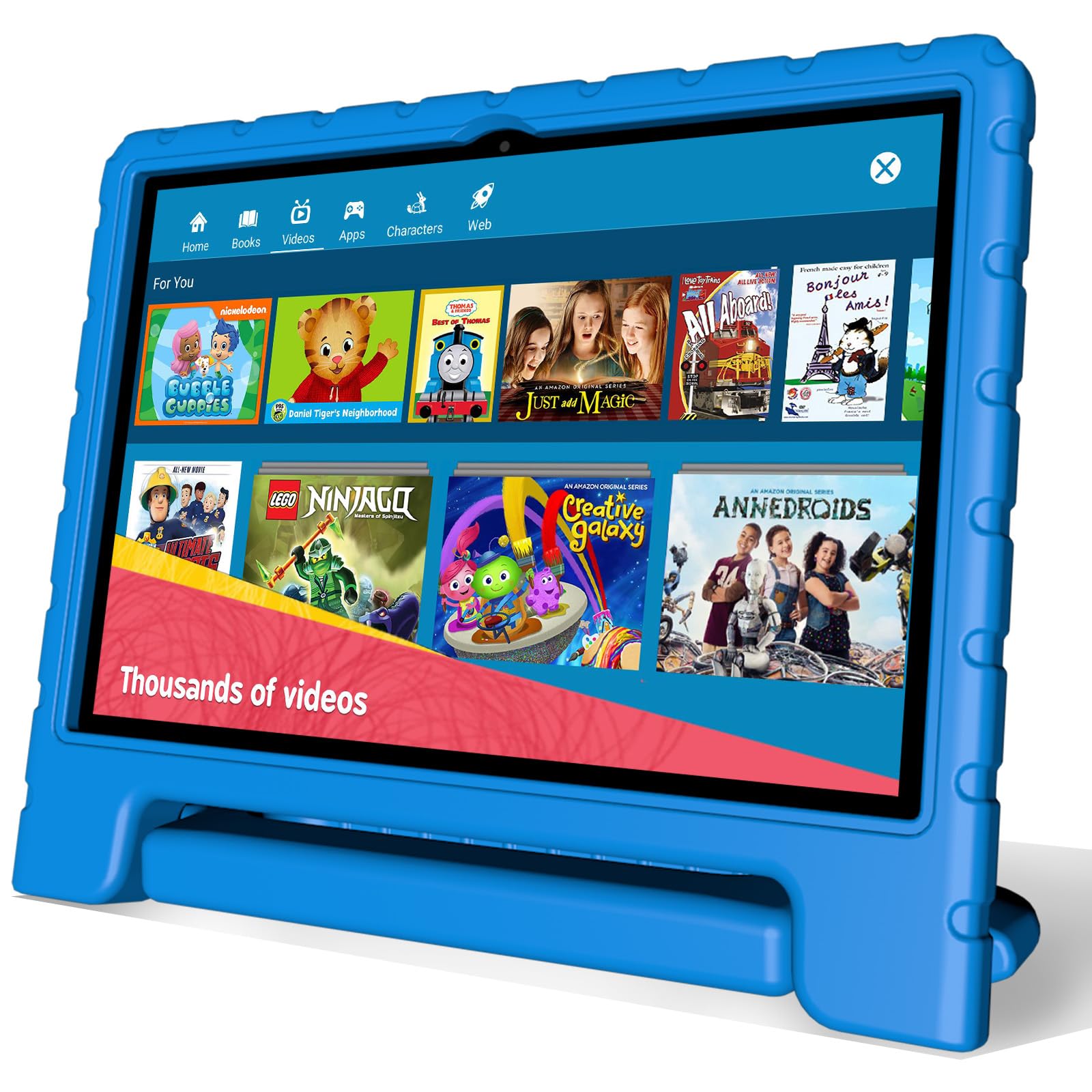 NOBKLEN 10 Inch Kids Android Tablet, Wi-Fi 6, 8000mAh Battery & Parental Control - 2024 Release with Teacher-Approved Apps, and Silicone Shockproof Case for Kids Ages 3-12