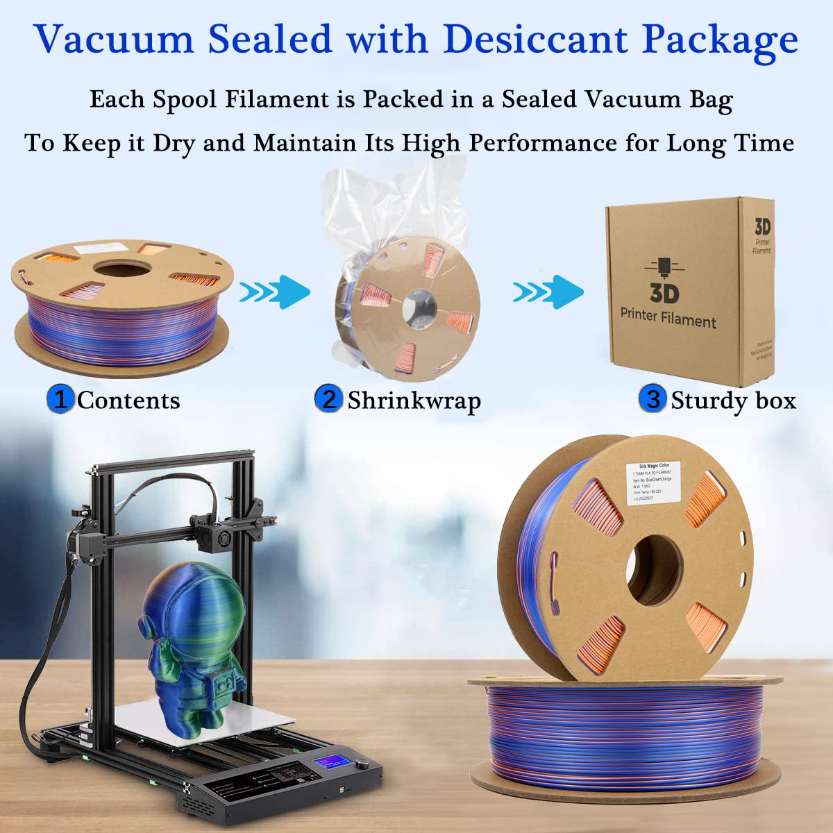 Nswern Silk Magic PLA 3D Printer Filament, Tri-Color Silk Shiny Filament Color Change Material 1.75mm +/- 0.02mm,1 kg/Cardboard Spool
