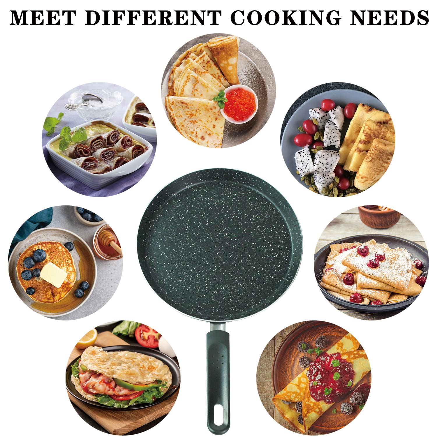 LECOOKING Nonstick Dosa Pan, Comal Para Tortillas, Non-Stick Pancake Griddle Compatible with Induction, also for Crepes.9.5 inch