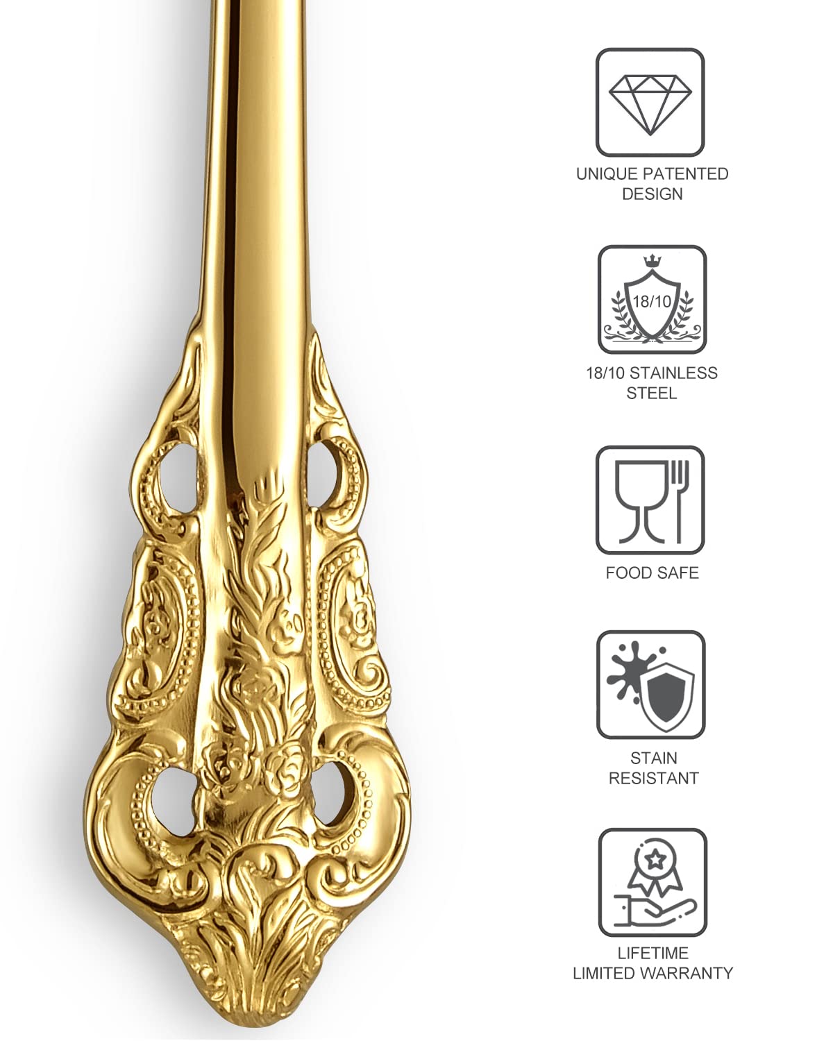 KEAWELL Luxury 5.9" Appetizer Forks, 18/10 Stainless Steel, Set of 4, Gorgeous Cocktail Forks/Dessert Forks (Gold)