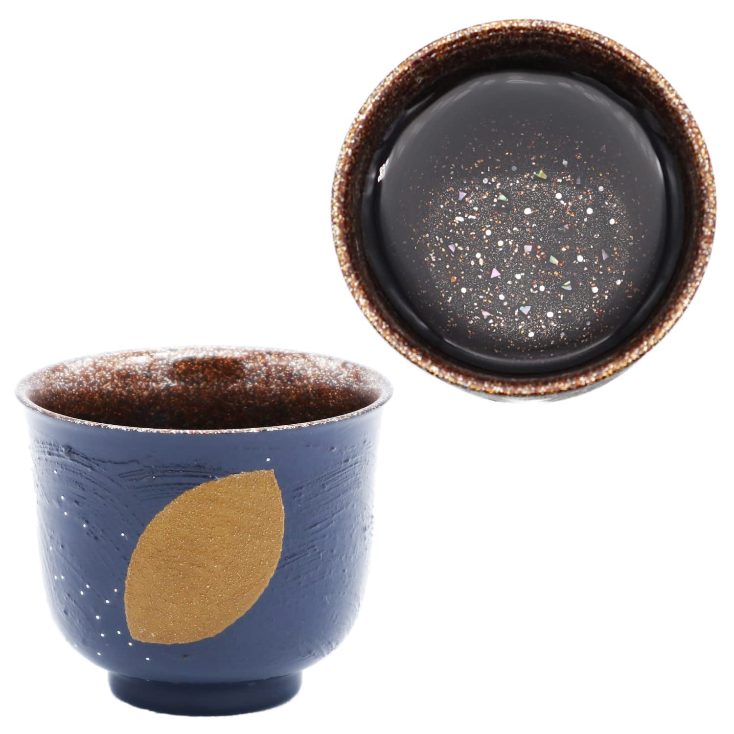 Kasyou Studio Urushi Kenko Glass Blue Moon Japanese sake cup (Comes in a Gift Box), made in Japan shot glass whiskey glass soju glass luxury cup lacquerware cups glasses
