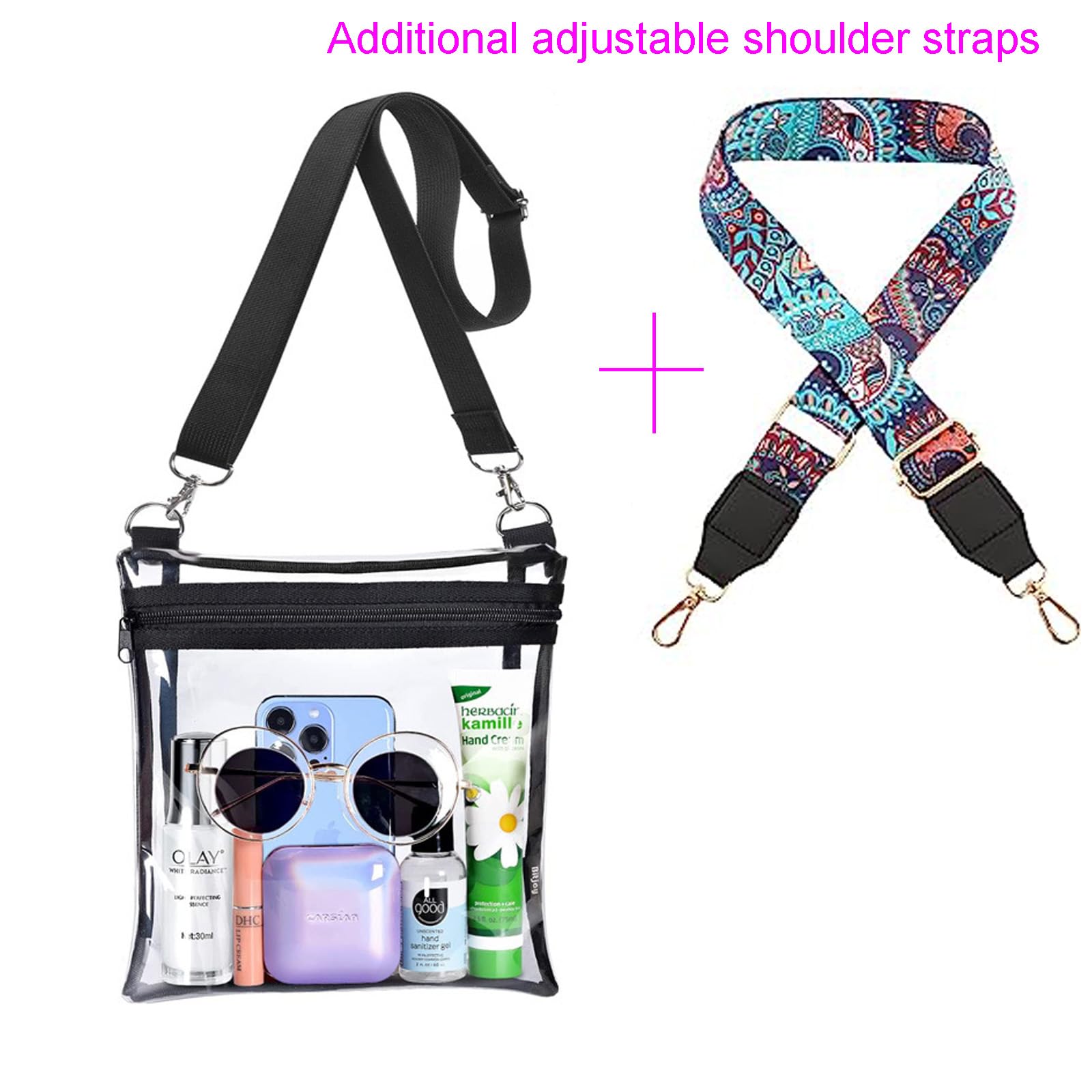 Lolmi Clear Bag Stadium Approved Purse Transparent Crossbody Bags for Women Men