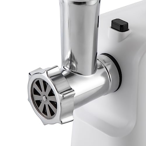 Meat Grinder, 1000W Stainless Steel Sausage Maker with 3 Plates, Sausage Stuffer Tube and Food Pusher, Meat Grinder Electric, for Home & Kitchen (White)