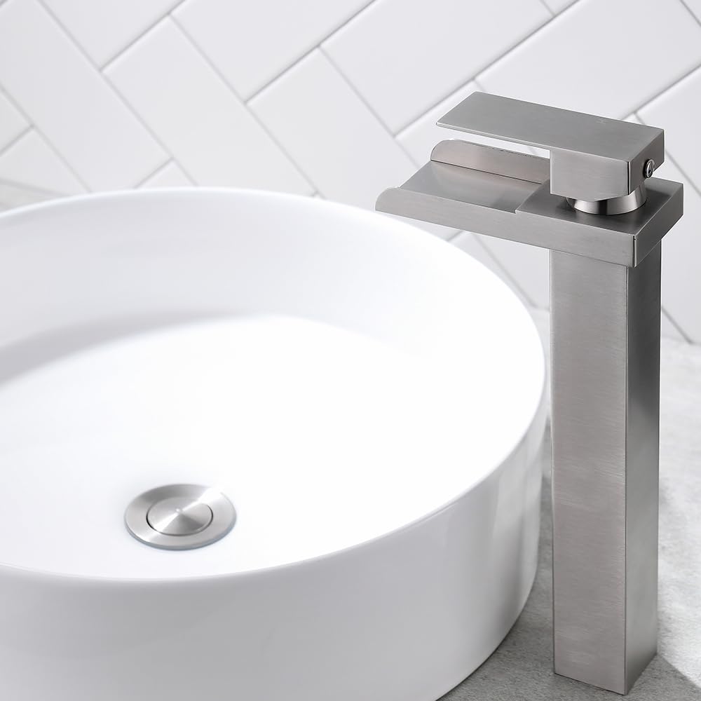 Pop Up Drain, Bathroom Pop Up Sink Drain, Brushed Nickel Bathroom Sink Stopper with Drain Hair Catcher Pop Up Drain, Bathroom Vanity Kitchen Sink with Overflow,PUD001L