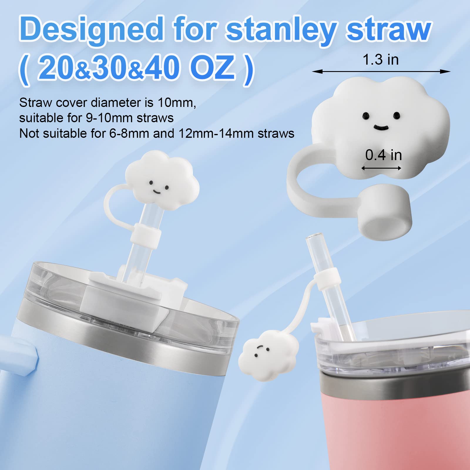 MLKSI 4 Pack Straws cover for Stanley 40 oz Adventure Tumbler, Straw Cover for Stanley Cup Accessories, 4 Pcs Straws Cap for Stanley 40 oz 30oz Tumbler with Handle