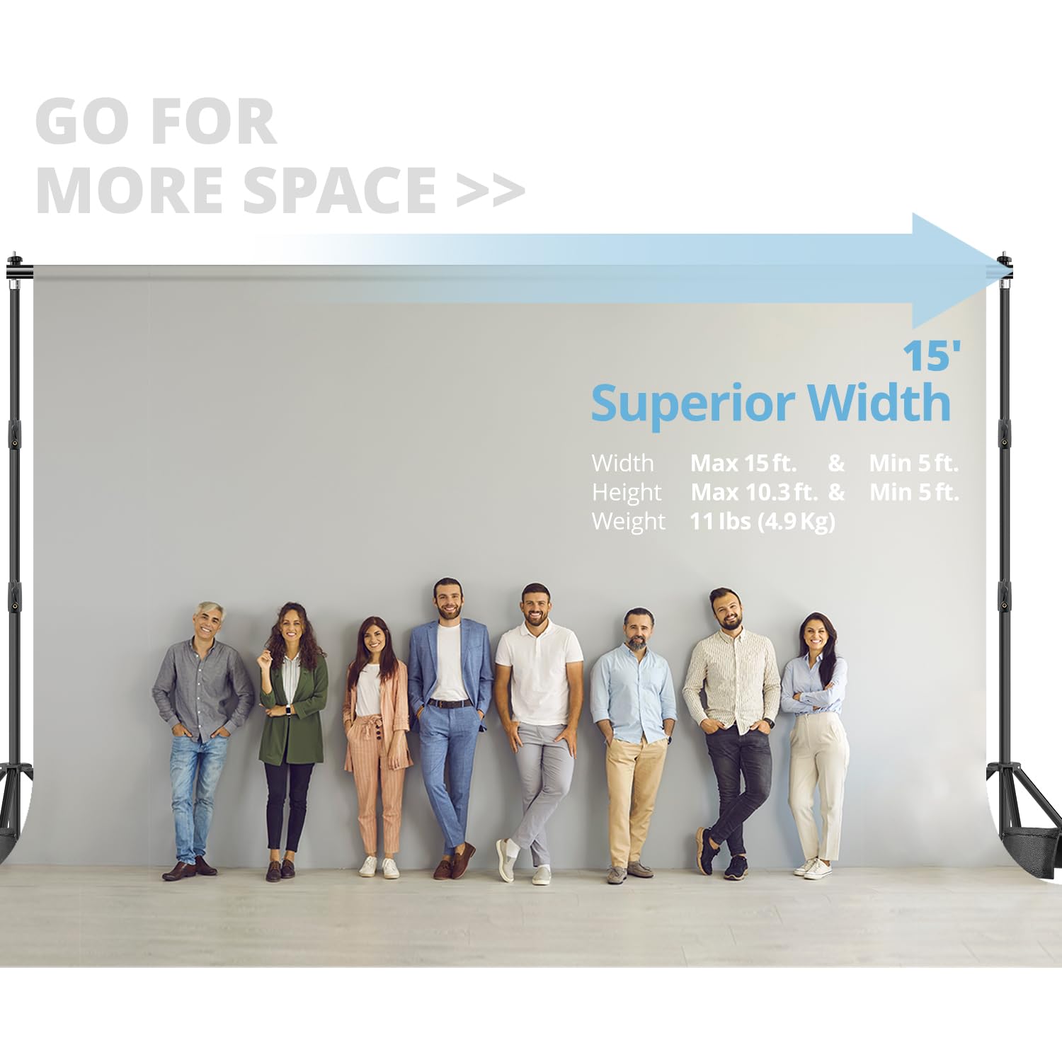LimoStudio [Super Heavy Duty] 15 x 10.4 ft. (W x H) Upgraded Backdrop Stands, Panorama Wide Extra Large, Thicker Pole & Bar, Super Strong No Shaking, Shock-Proof Spring Tripod, Outdoor Event, AGG3316