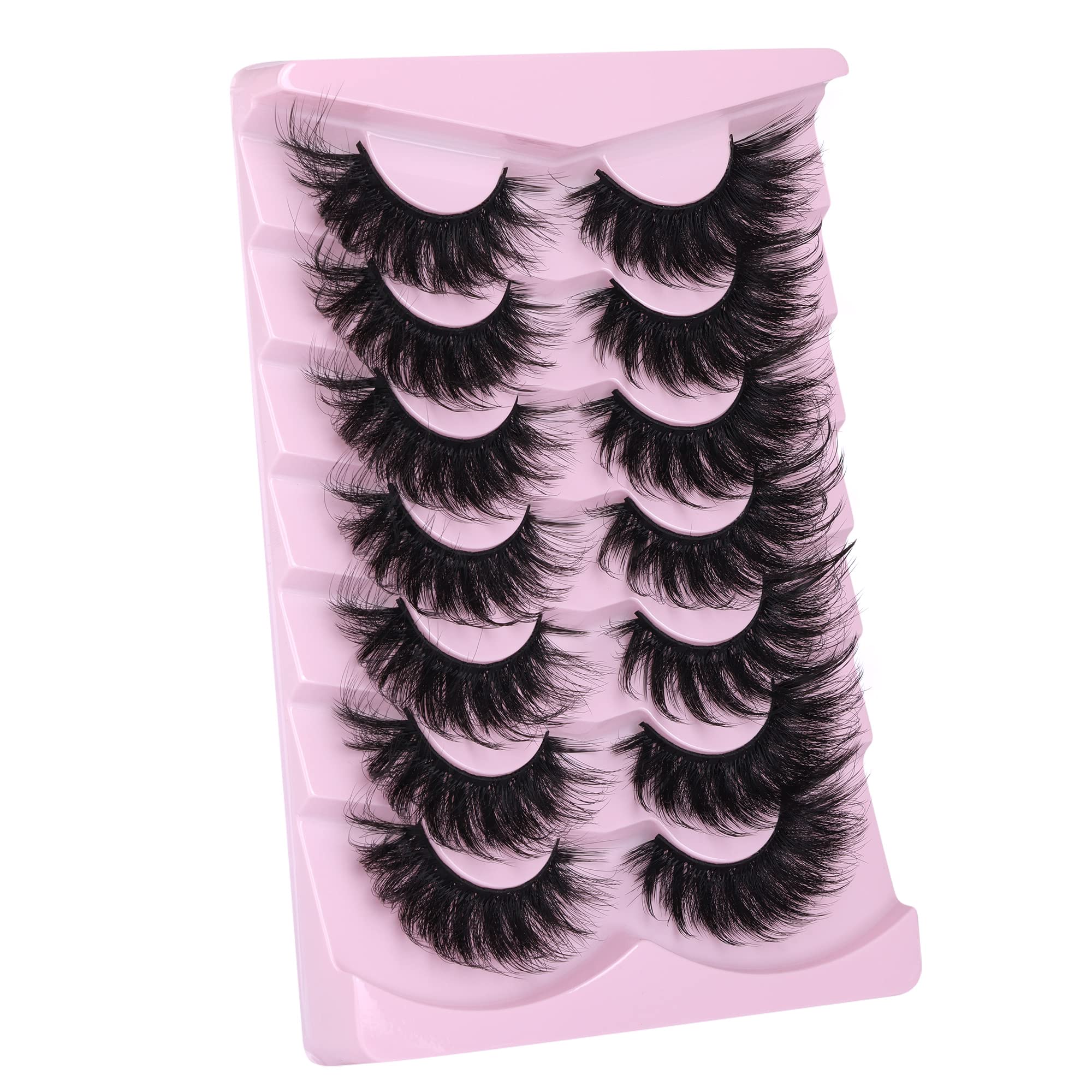 Mink Lashes Fluffy Cat Eye False Eyelashes 18MM Wispy False Lashes Pack 7 Pairs 3D Fake Eyelashes by Zenotti