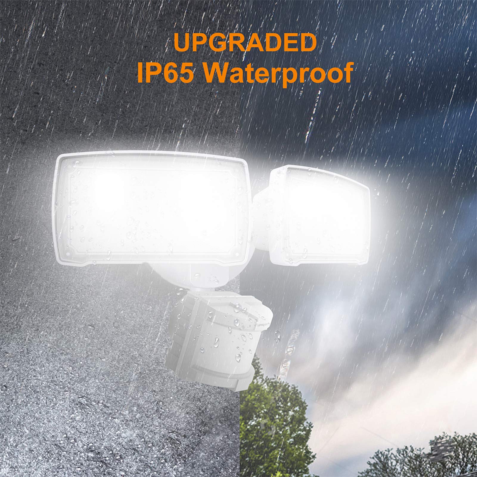 LEPOWER LED Motion Sensor Security Lights Outdoor, 30W 3200LM, 5500K, IP65 Waterproof, 2 Head Motion Detector Flood Light for Garage, Yard, Porch (NOT Solar Powered)