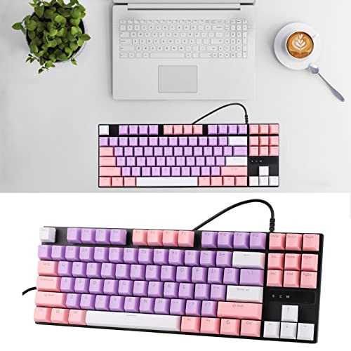 Mechanical Gaming Keyboard, Gaming Keyboard Windows Pc, Waterproof Design, 26 Kinds of RGB Lighting Effects Switch, Blue Switch Keyboard, Strong Mechanical Sense, 87 Keys,