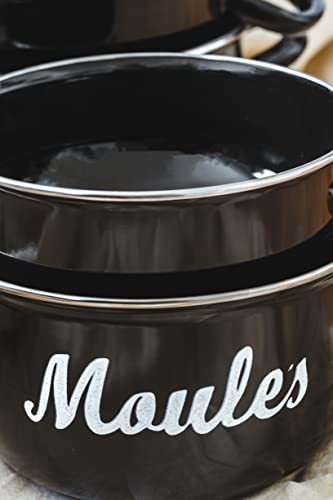 KitchenCraft Mussel Pot, World of Flavours, Enamel Dual-Purposed Lid, Medium 18 cm (6.5''), Black