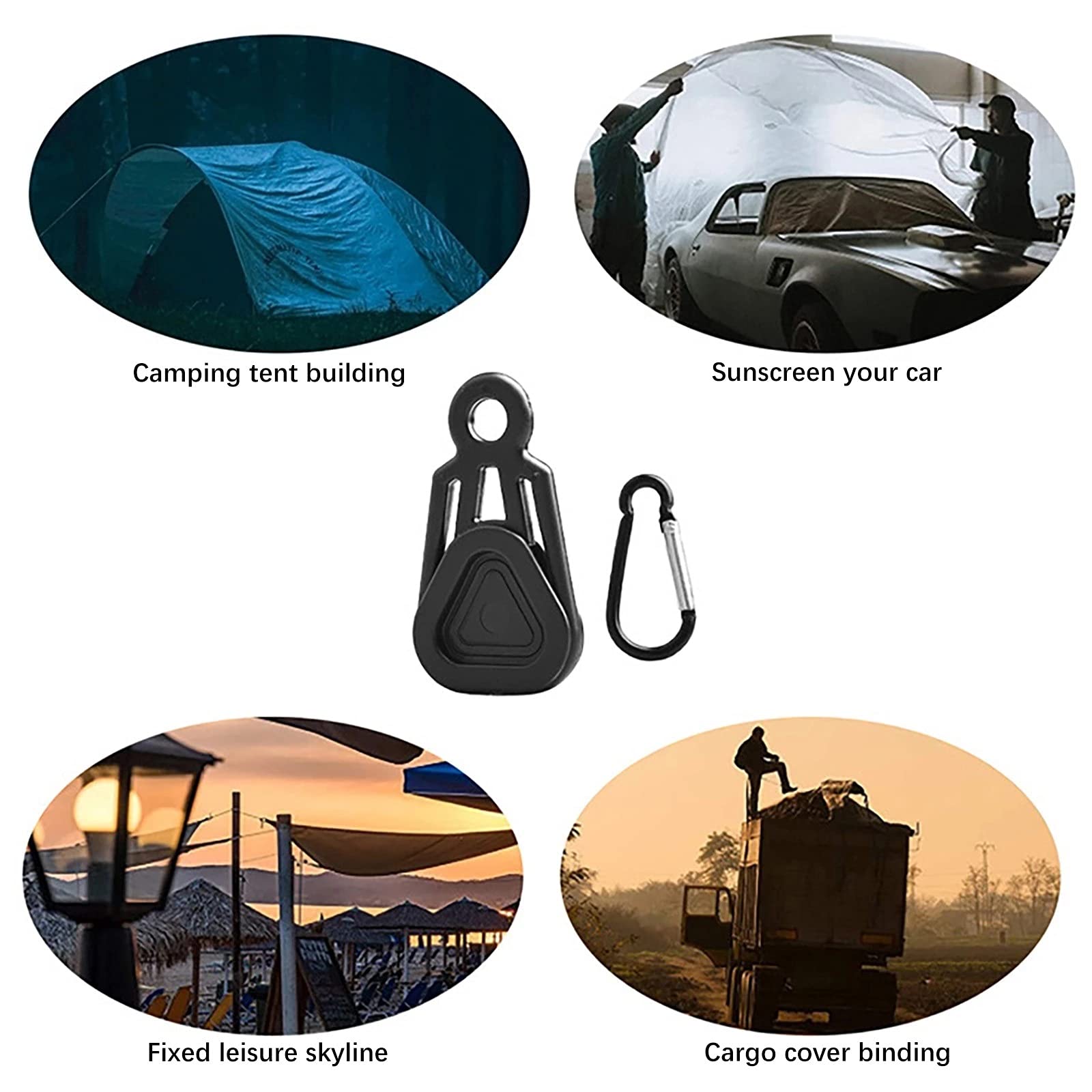LMMDDP Windproof Hook Plastic Clamp Set Survival Grommet Tent Clips Buckle Awning Tarp Fixed Outdoor Mini Black Hangers