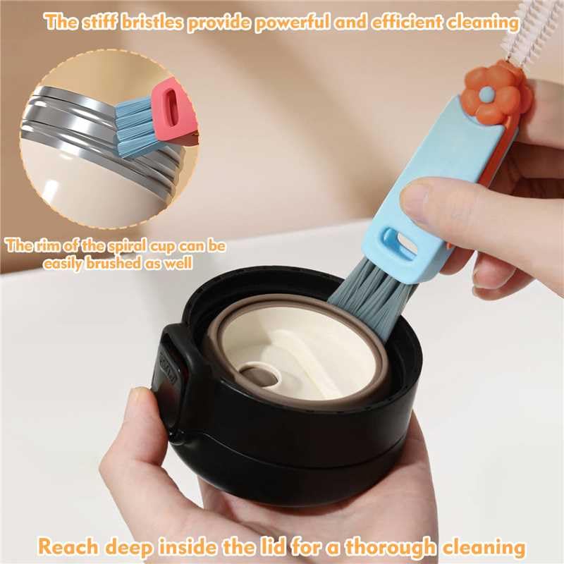 NONENDU 3 in 1 Cup Lid Cleaning Brush, Portable Cup Cleaner Brush, 2024 New Water Bottle Cleaner Brush, 3 in 1 Multifunctional Cleaning Brush for Home Kitchen Cleaning Tools(3PCS)