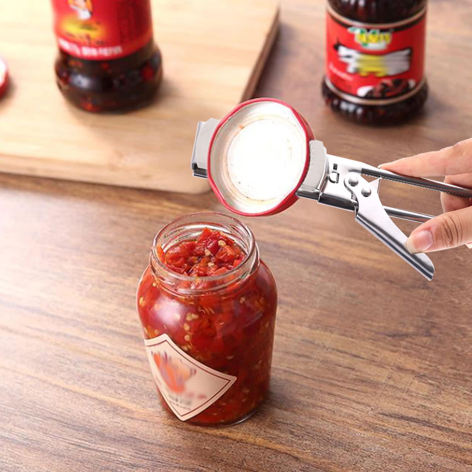 Jar Opener, Adjustable Jar Lid Opener Multifunctional Can Opener Stainless Steel Can Opener Manual Glass Jar Opener Bottle Opener Easy Jar Opener for Seniors Kitchen Gadgets