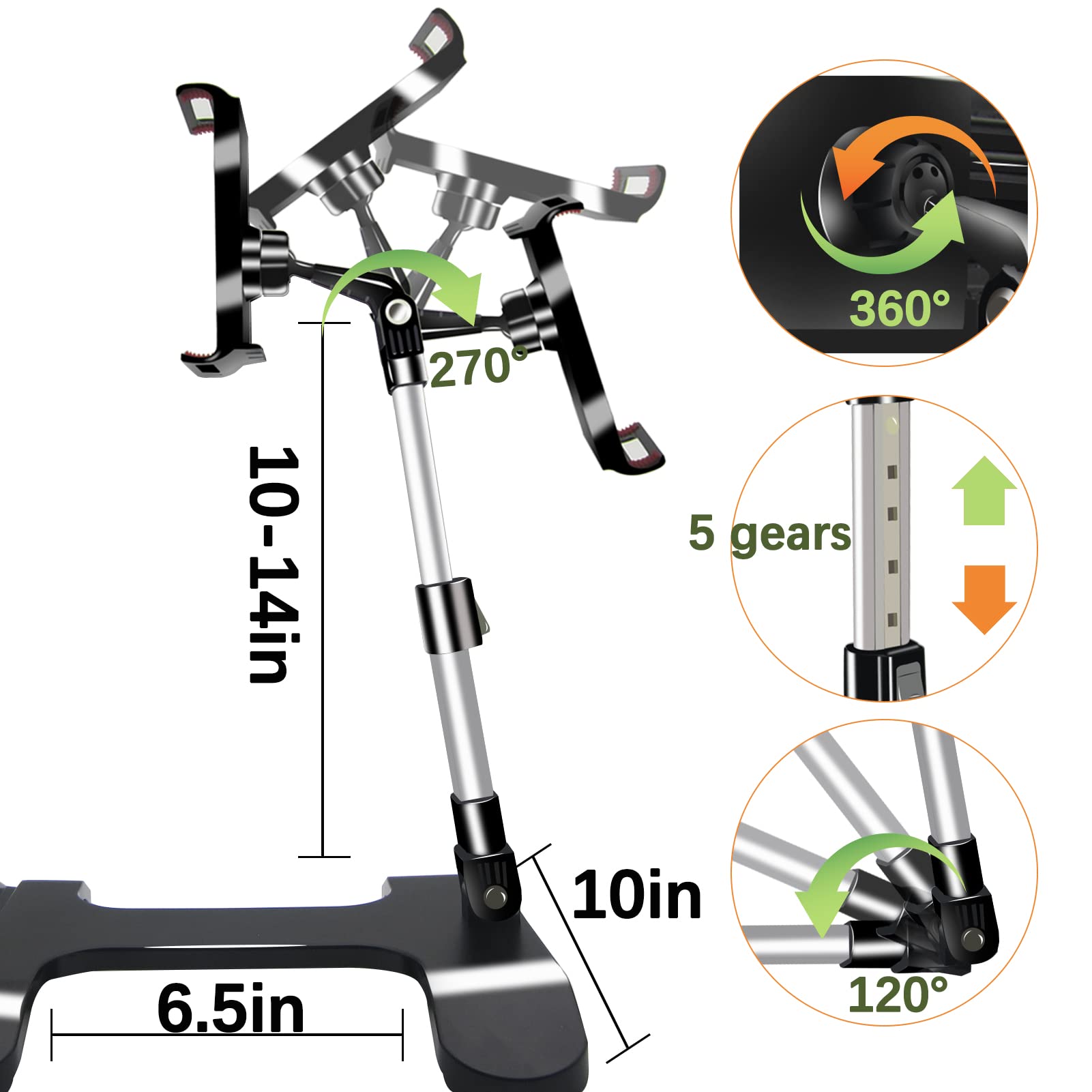 MNKXL Adjustable Foldable Tablet Stand for 4.5-20'' Devices - Anti-Slip Base, Rotatable, Lightweight, Compatible with iPhone, iPad, Samsung, Huawei