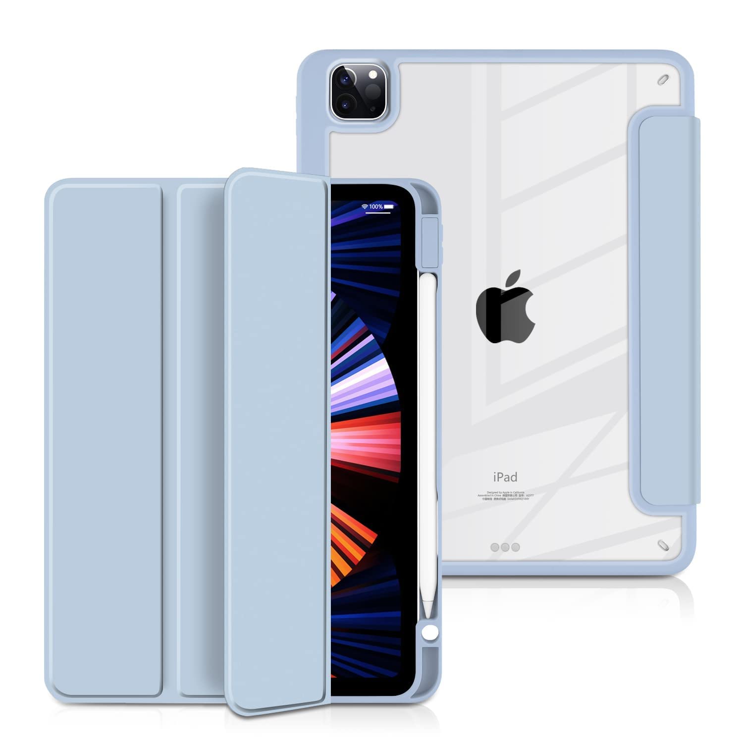 MEEgoodo Custom Personalized Name Case for iPad Air Case 10.9 inch 5th Generation 2022 and 4th Generation 2020, Trifold Stand Soft TPU Cover,Customized Gift Support 2nd Pencil Charging Auto Wake/Sleep